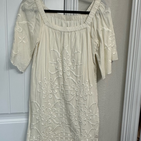 Mango | Dresses | Mango Ivory Square Neck Puff Sleeve Mini Dress With ...